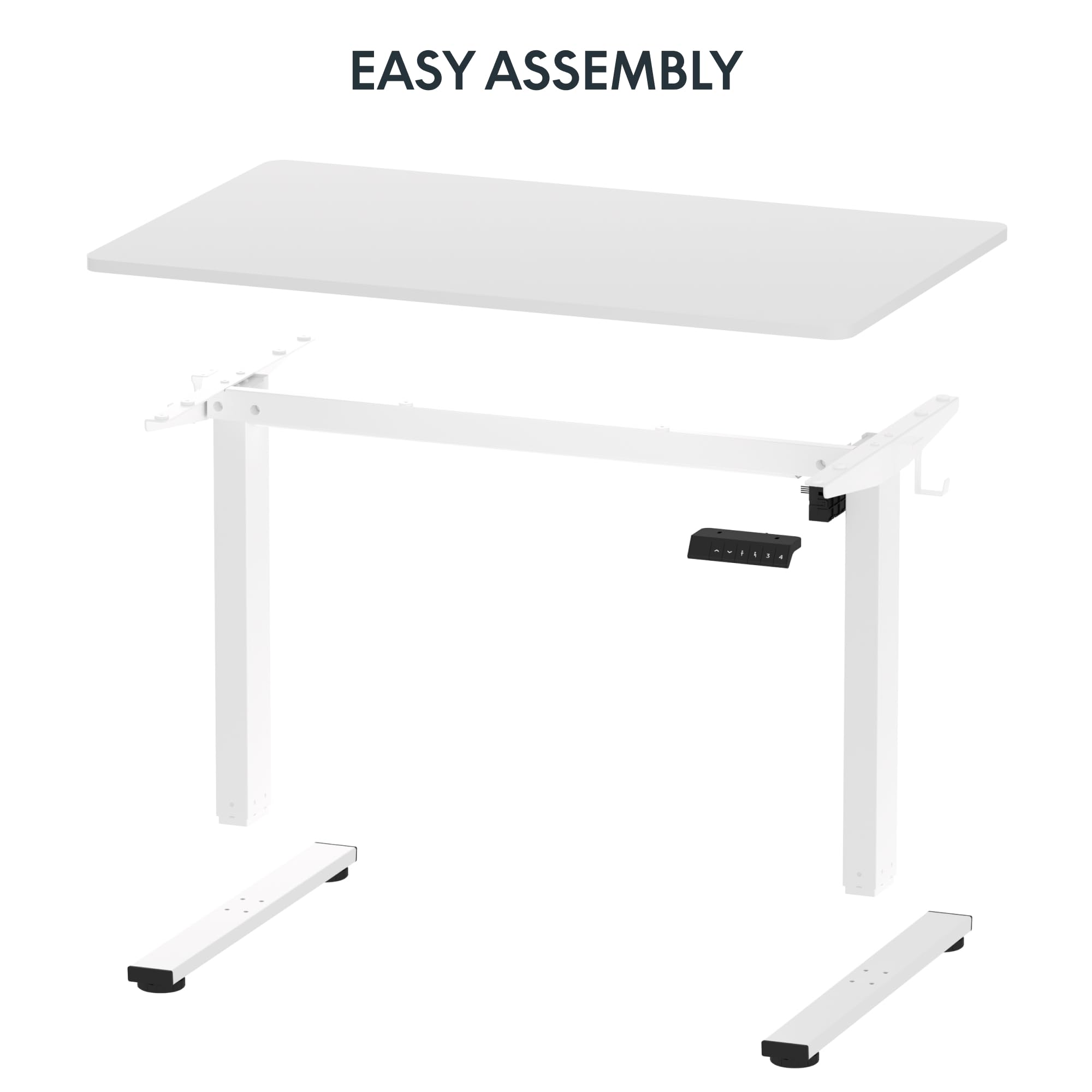 FLEXISPOT EN1 One-Piece Standing Desk 48 x 24 Inches Height Adjustable Desk Electric Sit Stand Up Desk Home Office Desks Computer Workstation (White Frame + White Desktop)