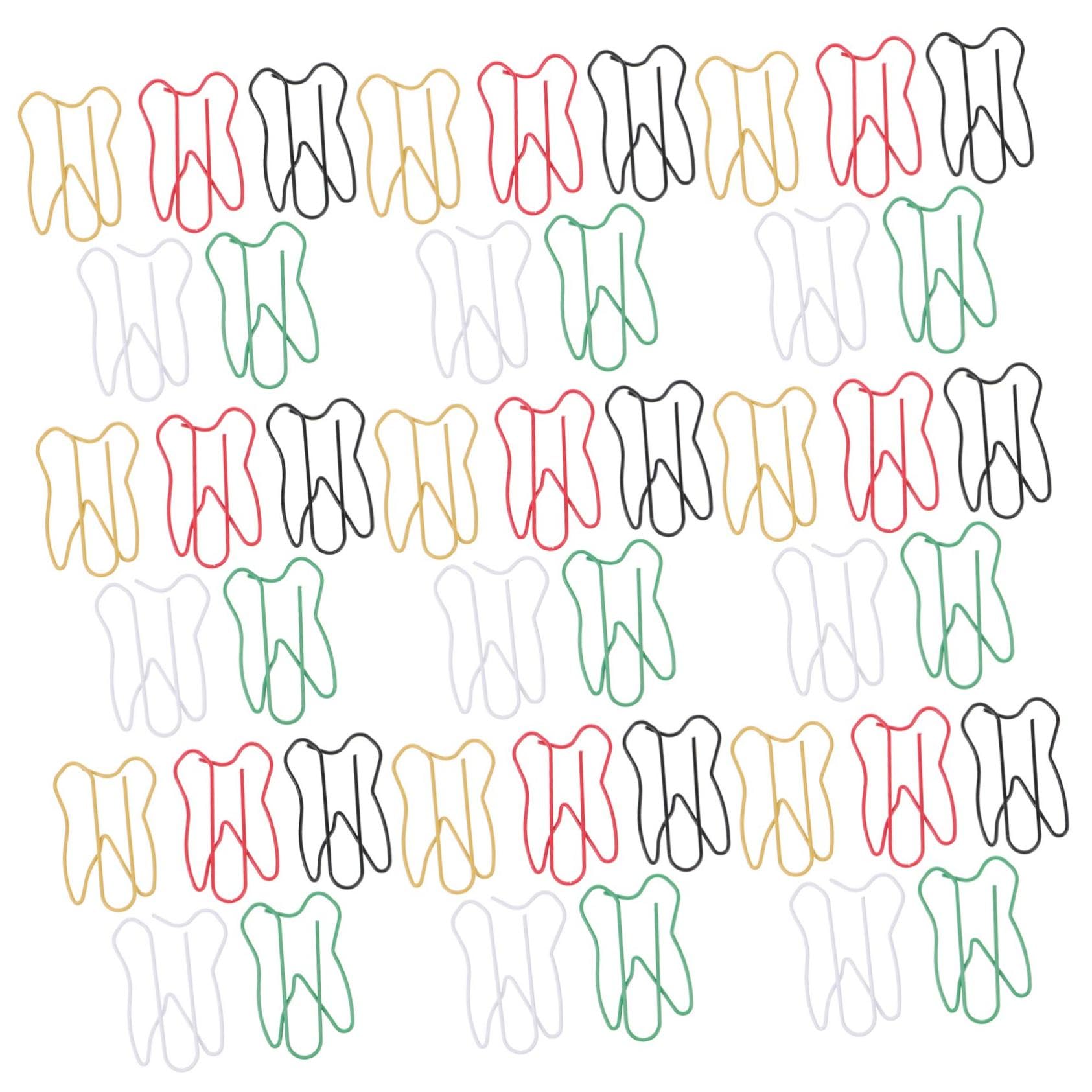 Gadpiparty Bookmark 50pcs Paper Clips Tooth Shaped Clips Decorative Paper Clips Bookmarks Stationery Clips Page Markers for Office Home Organizer Supplies (Random Color) Paper Clip Photos