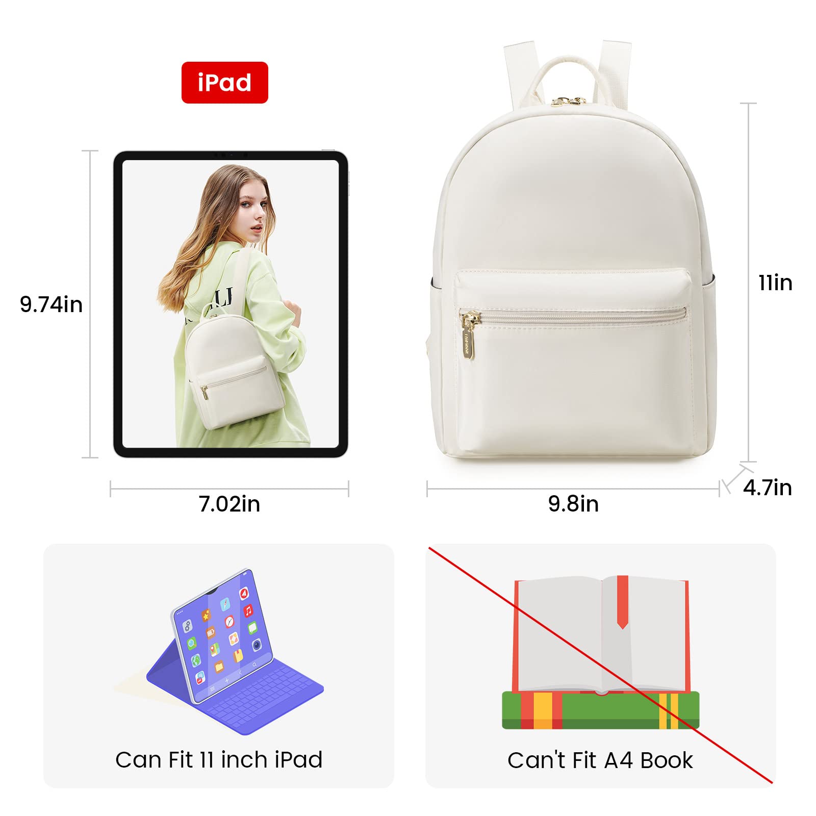 LOVEVOOK Mini Backpack for Women Light Weight Small Waterproof fashion Backpack Purses Daily Backpack Beige