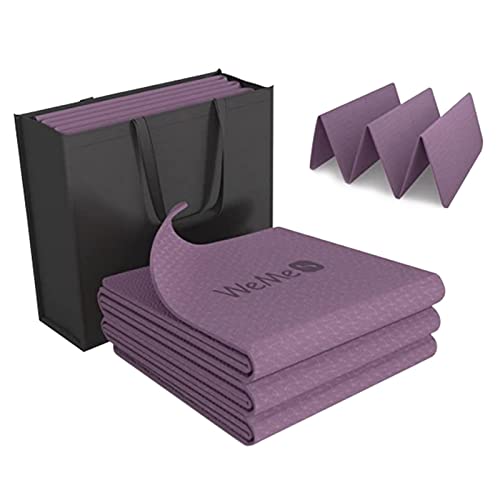 Yoga Mat 72"X24" WeMe TPE Exercise Yoga Mat 4mm/6mm/8mm Thick -2024 New Training Folding Mat Fitness Mat for Women, Men & Children,Non-Slip High-Density Eco Friendly for Pilates Mat with Storage Bag