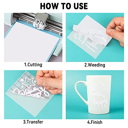 Lya Vinyl White Permanent Vinyl for Cricut - 12" x 8 FT White Adhesive Vinyl Roll for Cricut, Silhouette, Cameo Cutters, Signs, Scrapbooking, Craft Decal (Glossy White)