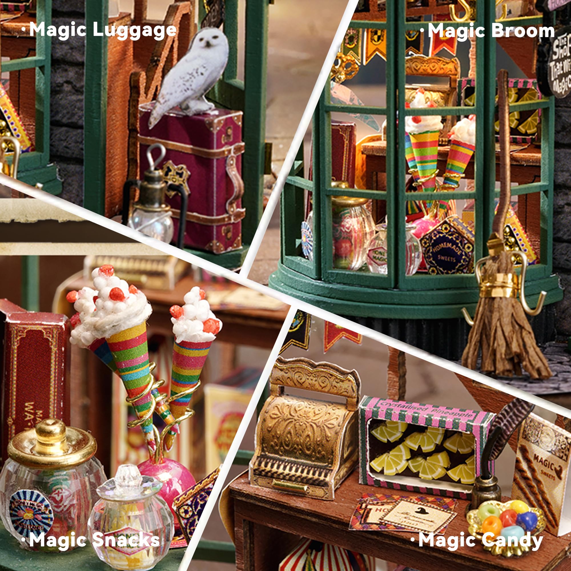 Flever Dollhouse Miniature DIY House Kit Creative Room Dream Bottle Series with Furniture for Romantic Valentine's Gift (Magical Shop)