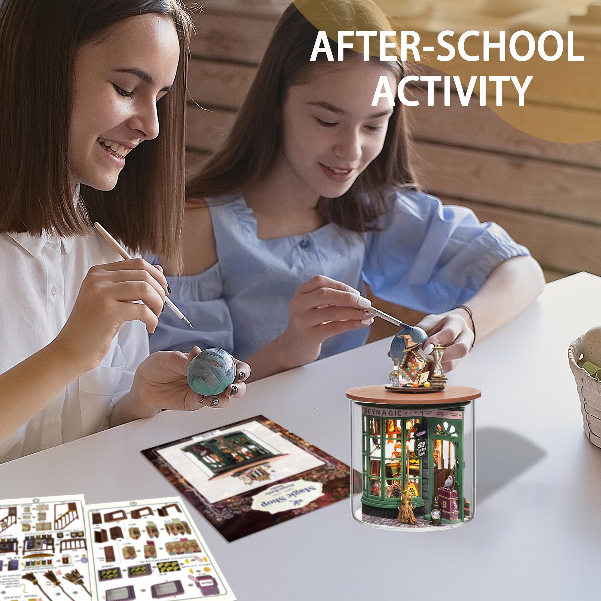 Flever Dollhouse Miniature DIY House Kit Creative Room Dream Bottle Series with Furniture for Romantic Valentine's Gift (Magical Shop)