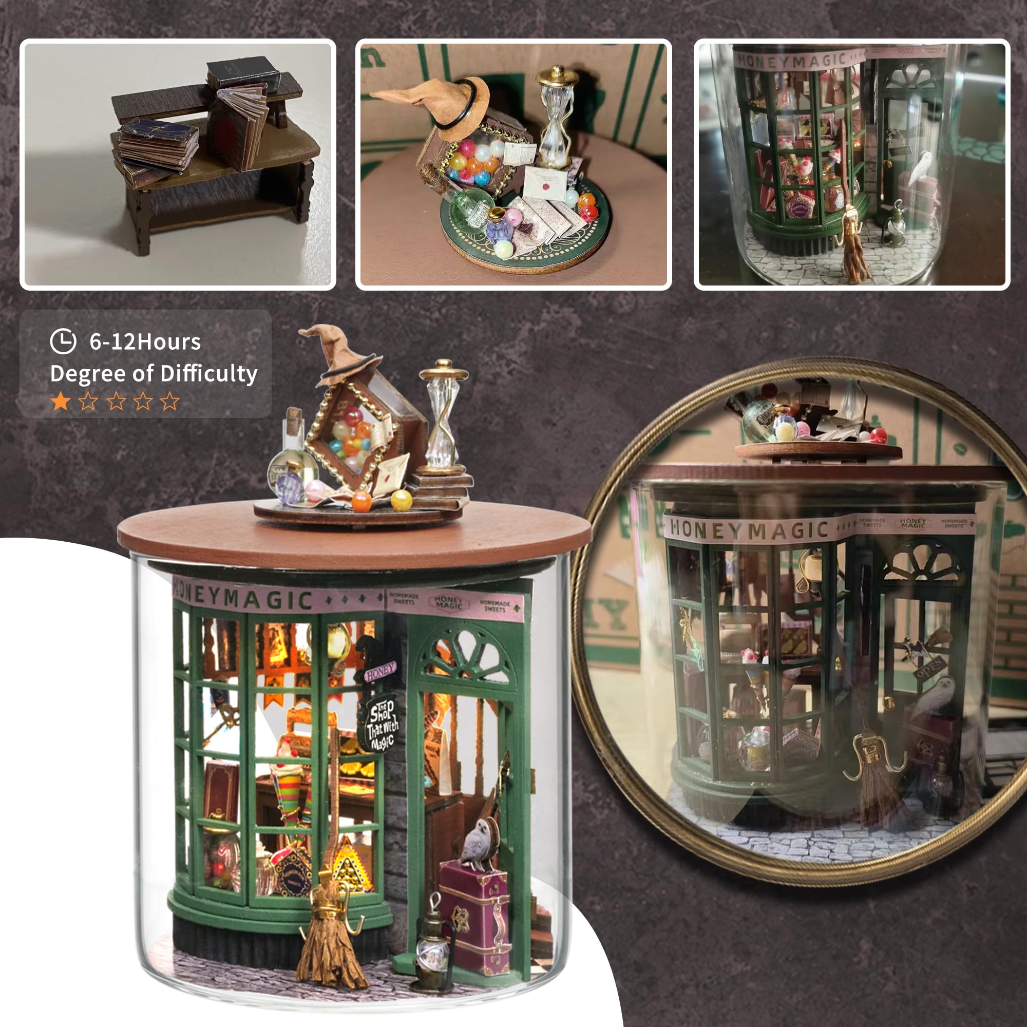 Flever Dollhouse Miniature DIY House Kit Creative Room Dream Bottle Series with Furniture for Romantic Valentine's Gift (Magical Shop)