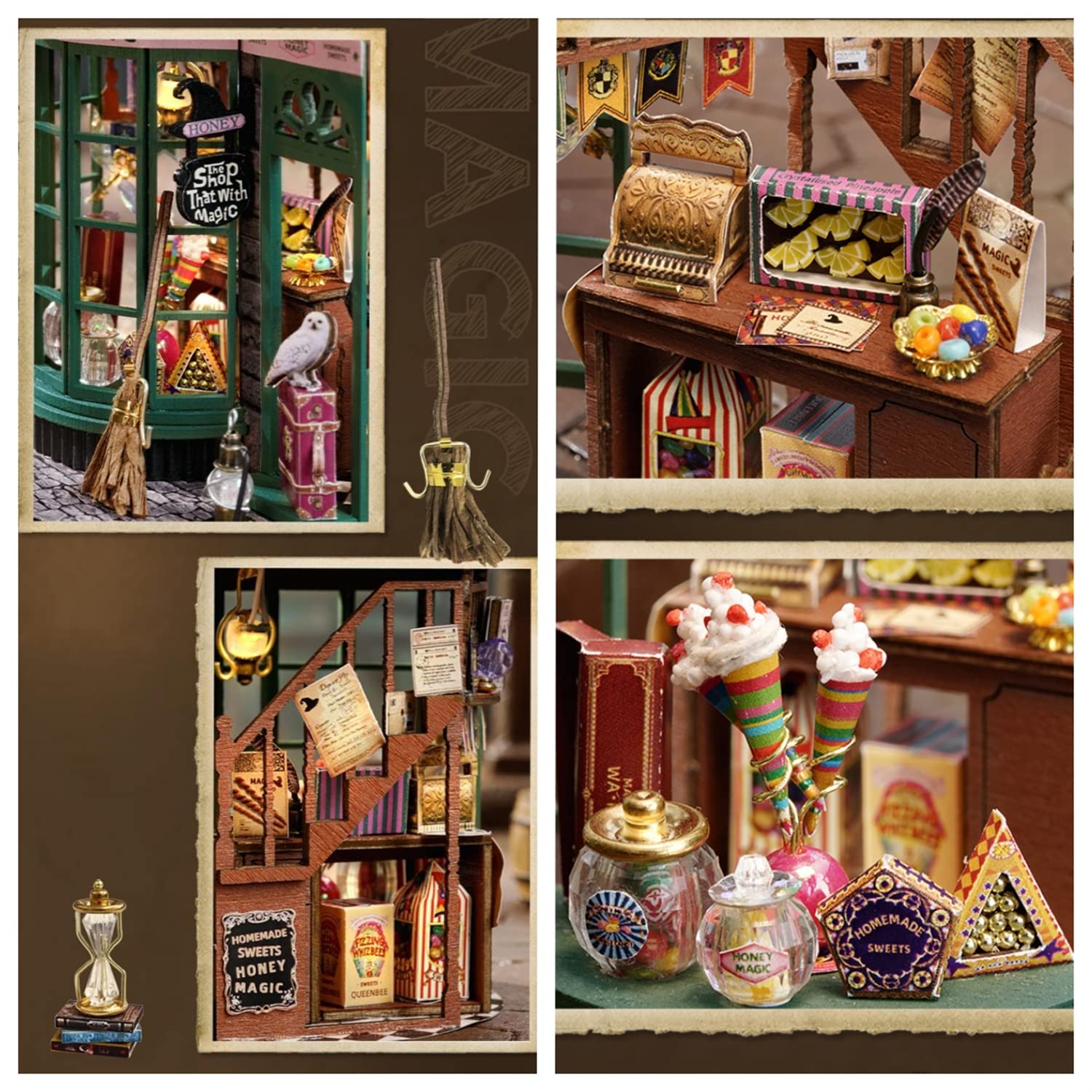 Flever Dollhouse Miniature DIY House Kit Creative Room Dream Bottle Series with Furniture for Romantic Valentine's Gift (Magical Shop)