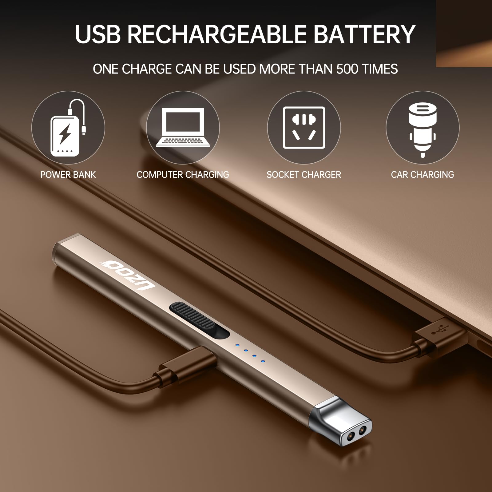 Betrich Candle lighters, Electric Lighter, Rechargeable Arc Lighter, 360° Flexible Neck Flameless Grill Long Lighters for Candle Aromatherapy Camping BBQ Gas Stove-Gold