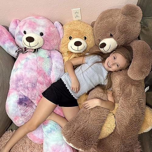 MorisMos 52'' Giant Teddy Bear Stuffed Animals, Cuddly Soft Big Teddy Bears Plush, Large Stuffed Bears for Kids, Baby Shower, Christmas, (Light Brown)