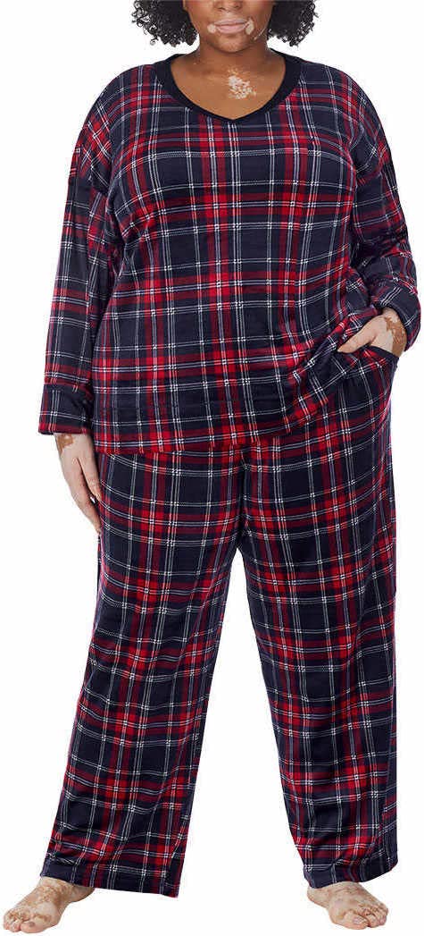 Nautica Womens Pajamas - Cozy Silky Fleece - 2 Piece Long Sleeve Winter Sleepwear Set for Women, Celebrate Plaid, XX-Large