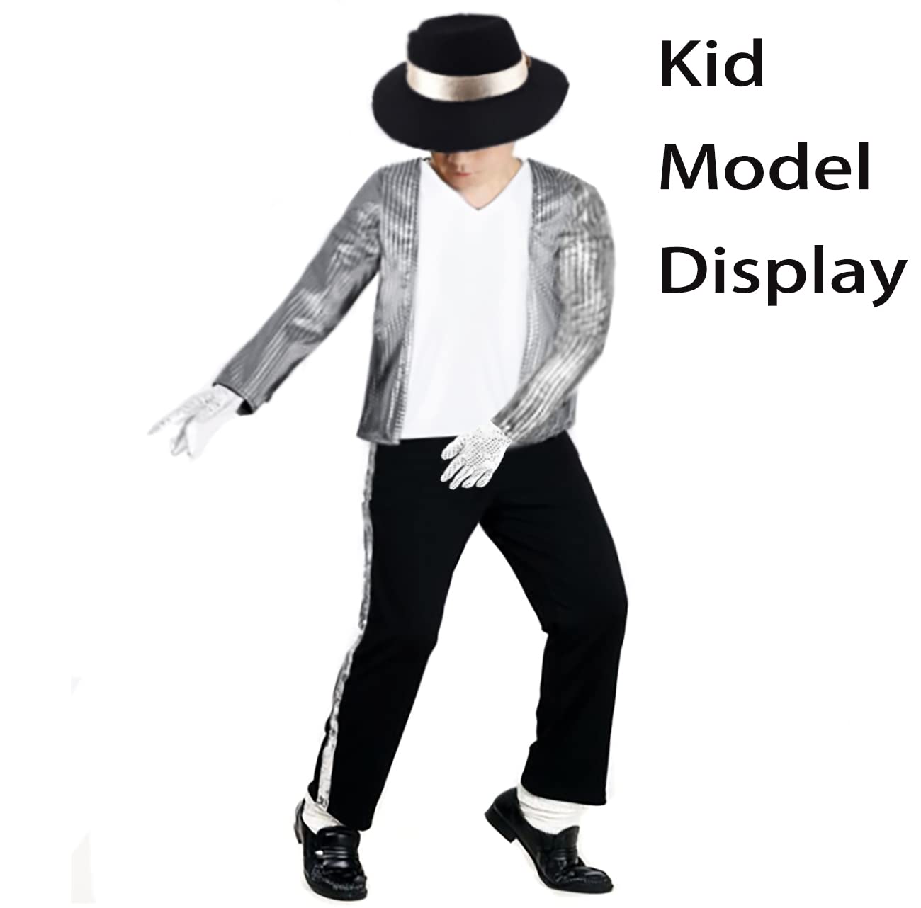 Dance Star Costume for Kids 80s 90s Pop Stage Cosplay Party Halloween Role Play 8-10 Years White Black