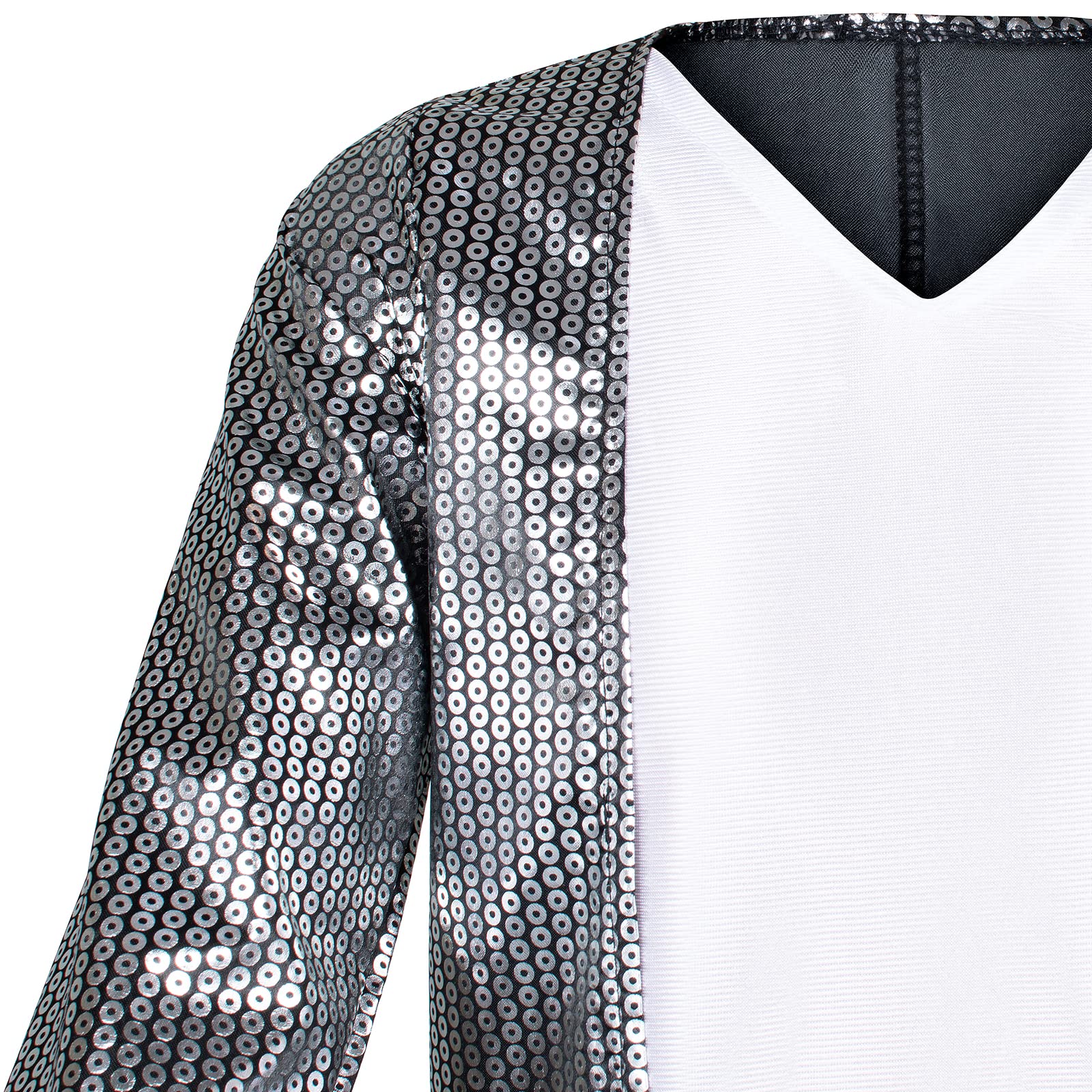 Dance Star Costume for Kids 80s 90s Pop Stage Cosplay Party Halloween Role Play 8-10 Years White Black