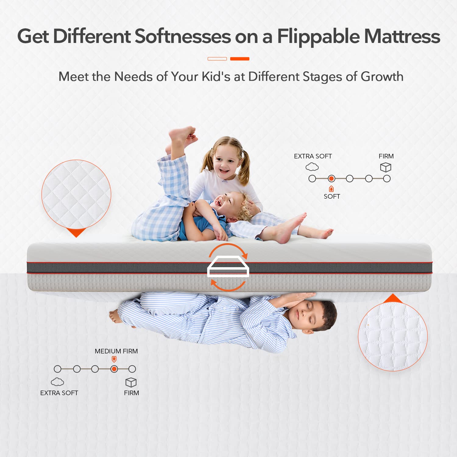 Sweetnight Full Size Mattress, 12 Inch Gel Memory Foam Mattress in a Box for Cooling Sleep, Flippable Mattress with Two Firmness Preference, Pressure Relieving, CertiPUR-US Certified, Gray+White