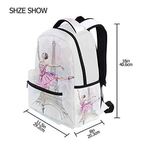 MOYYO School Backpack College Bookbag Travel Camping Laptop Daypack, Ballerina, 11.5x8x16 inch