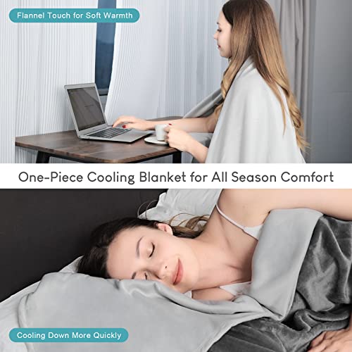 Cottonblue Cooling Blanket Queen Size, Summer Blankets for Hot Sleepers & Night Sweat, Fleece Lightweight Blanket Cool Blanket for Bed Couch, Reversible Throw Blanket for All Season, Grey, 79"*91"