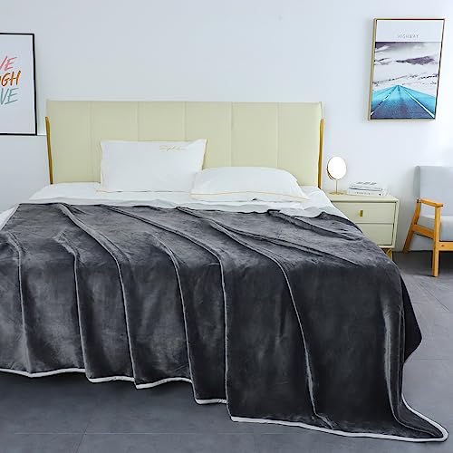 Cottonblue Cooling Blanket Queen Size, Summer Blankets for Hot Sleepers & Night Sweat, Fleece Lightweight Blanket Cool Blanket for Bed Couch, Reversible Throw Blanket for All Season, Grey, 79"*91"