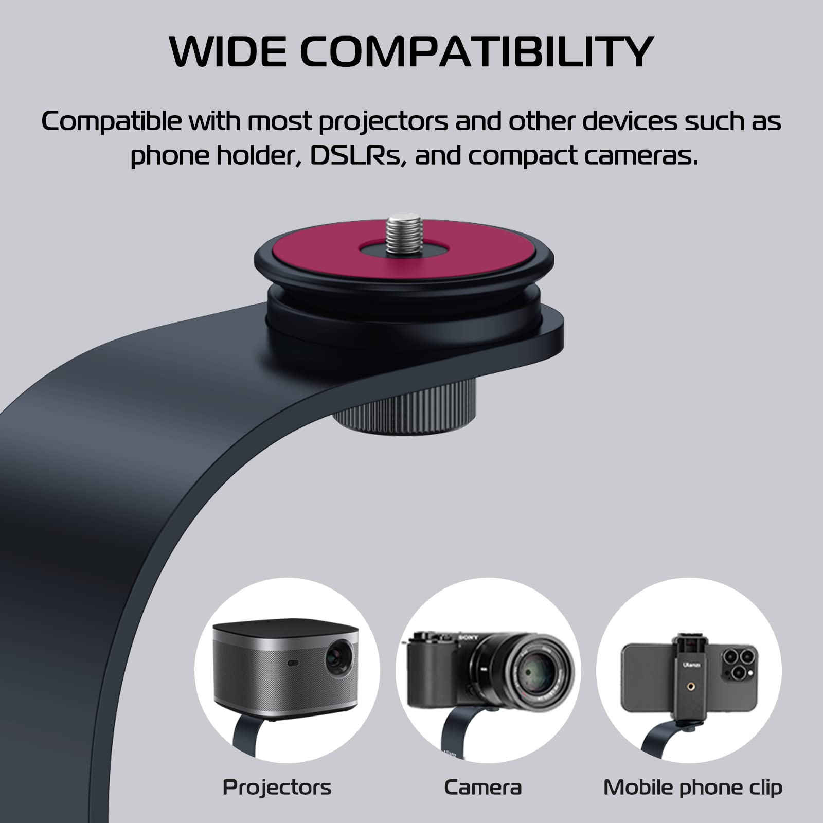 ULANZI LT05 Desktop Projector Stand, Aluminum Mount for Desk with 1/4" Screw, Adjustable Tilt Stand for Anker Nebula, XGIMI, JMGO and More