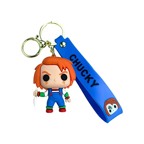 ONablvd 1pc Cute Horror Cartoon Pop Car Keychain Charm Bag Decoration Charm Keychain Birthday Gifts for Women Girls Boys (C)