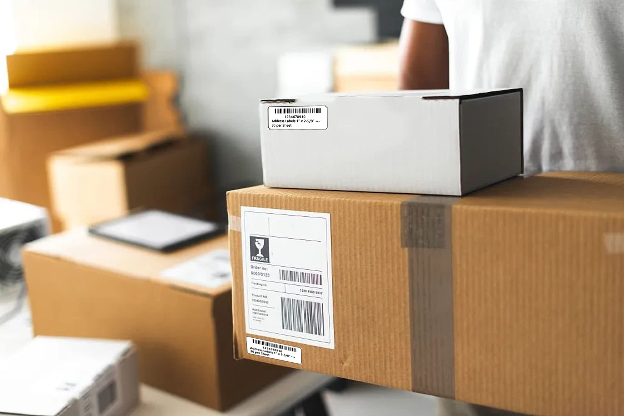 Rhyqabo 1" X 2-5/8" Address Labels Sticker,900 Labels Mailing Labels,for Laser and Inkjet Printers,Return Address Labels 8.5" × 11" White 30 Sheet,Strong Adhesive