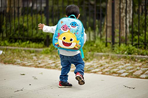 AI ACCESSORY INNOVATIONS Baby Shark 14" Boys & Girls Backpack, School Travel Bag for Toddler, Features Die Cut Baby Shark front Pocket, 2 side mesh pockets, and Adjustable Padded Straps
