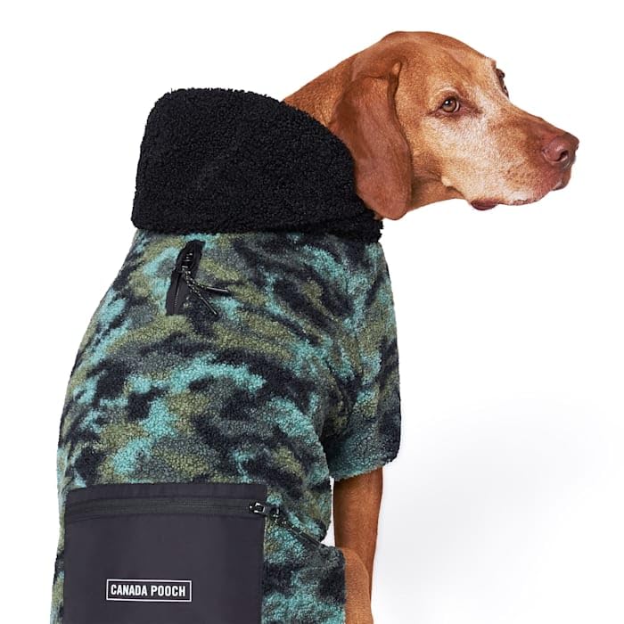 Canada Pooch Green Camo Cool Factor Dog Hoodie, X-Large/XX-Large