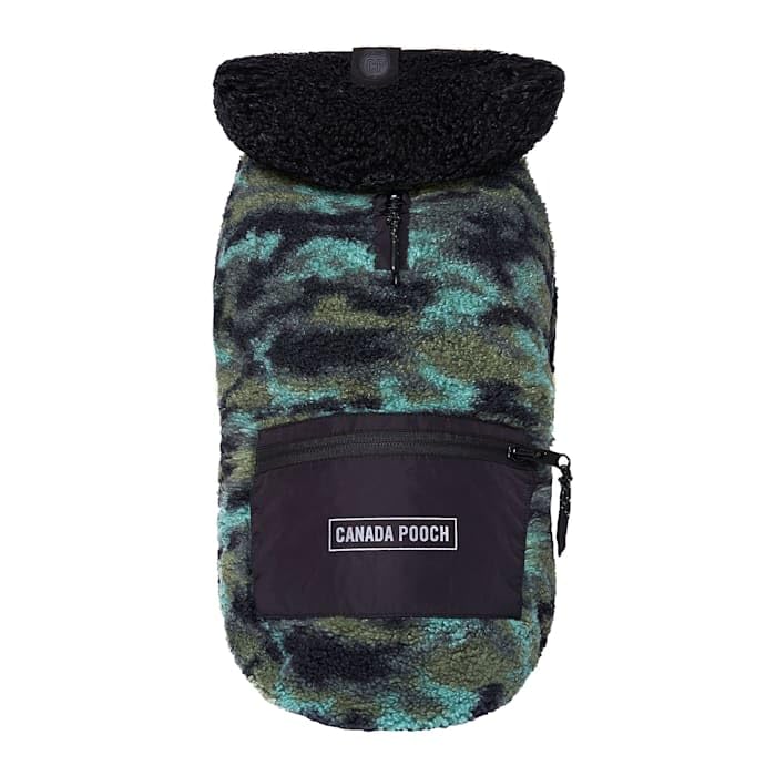 Canada Pooch Green Camo Cool Factor Dog Hoodie, X-Large/XX-Large