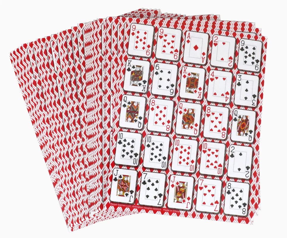 Regal Games - Poker Keeno Bulk Game Set - Includes 36 Two-Sided Boards, 600 Scoring Chips, 1 Deck of Standard Poker Cards - 72 Unique Board Layouts- Casino Night Card Game- Compatible w Poker Keno