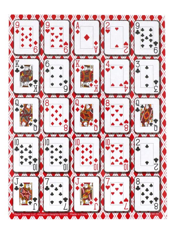 Regal Games - Poker Keeno Bulk Game Set - Includes 36 Two-Sided Boards, 600 Scoring Chips, 1 Deck of Standard Poker Cards - 72 Unique Board Layouts- Casino Night Card Game- Compatible w Poker Keno