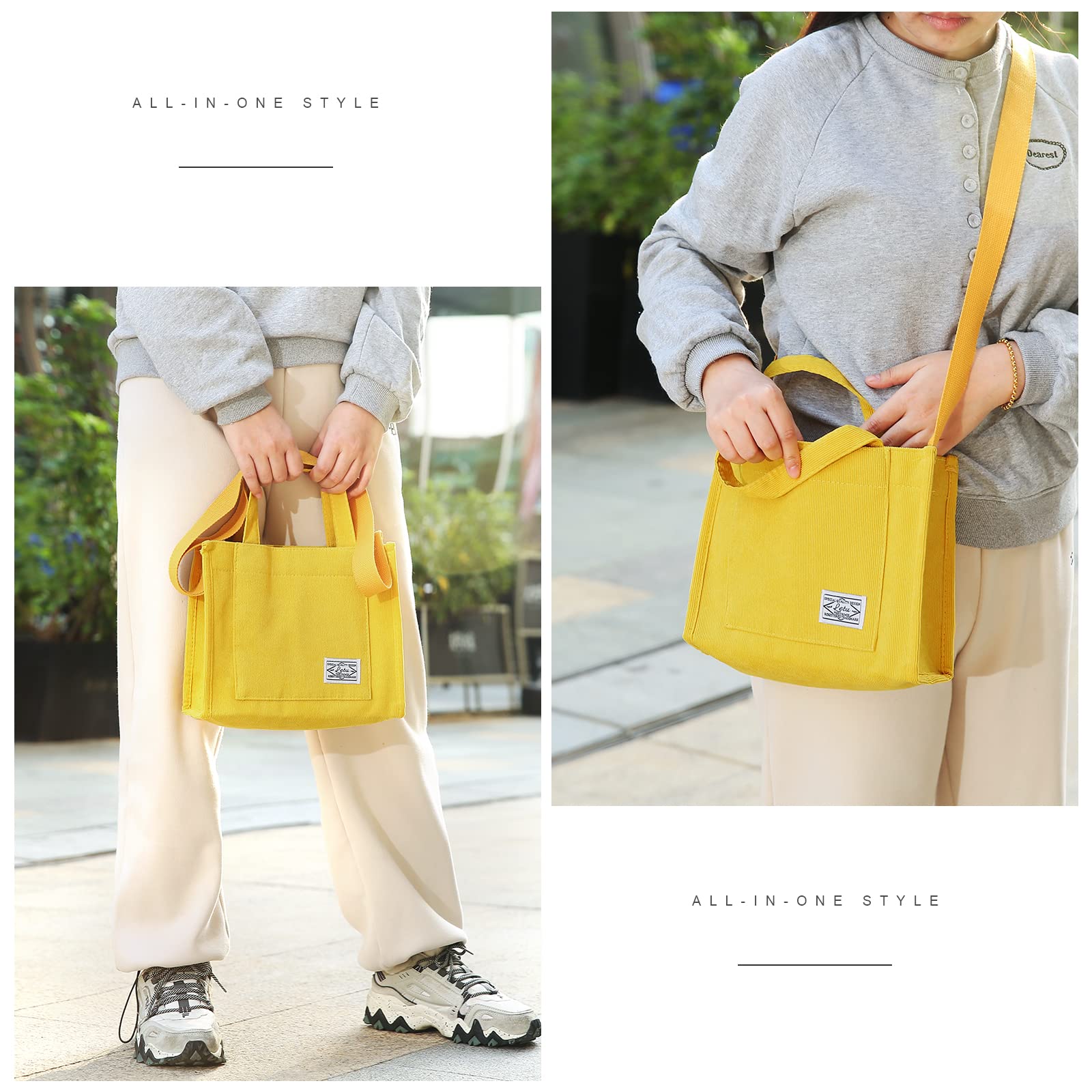 Women's Corduroy Fashion Satchel Designer Messenger Crossbody Hobo Handbag, Yellow
