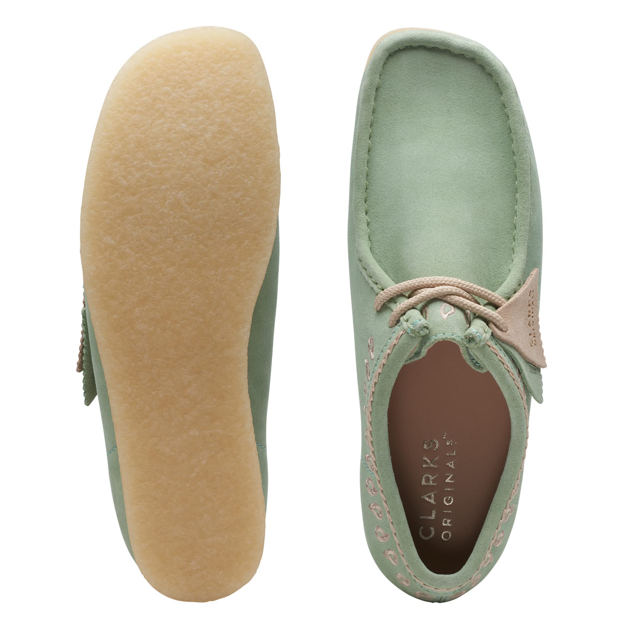 Clarks Original Men's Wallabee Made in Vietnam, Green Embroidery, 12