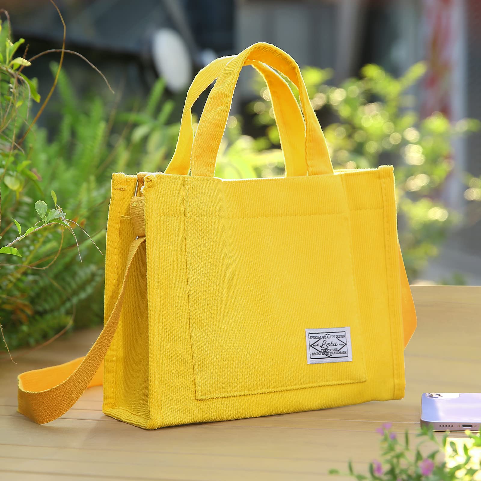 Women's Corduroy Fashion Satchel Designer Messenger Crossbody Hobo Handbag, Yellow