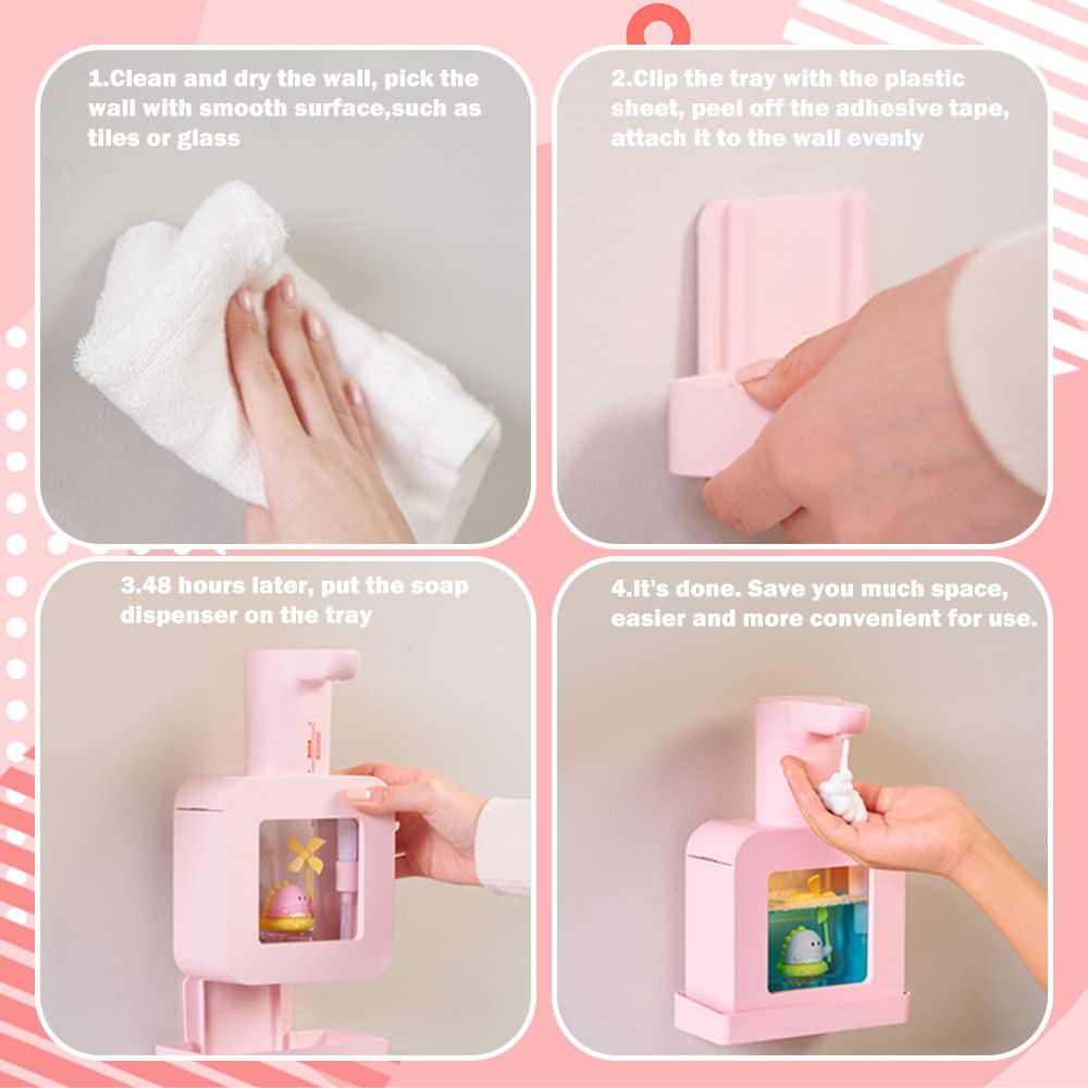 AMYESE Cute Automatic Foam Soap Dispenser - Kids Touchless Hand Soap Dispenser,Wall Mount Waterproof USB Rechargeable, 13.5oz/ 400ml for Bathroom Countertop, Kitchen, Office, Hotel, Preschool Children