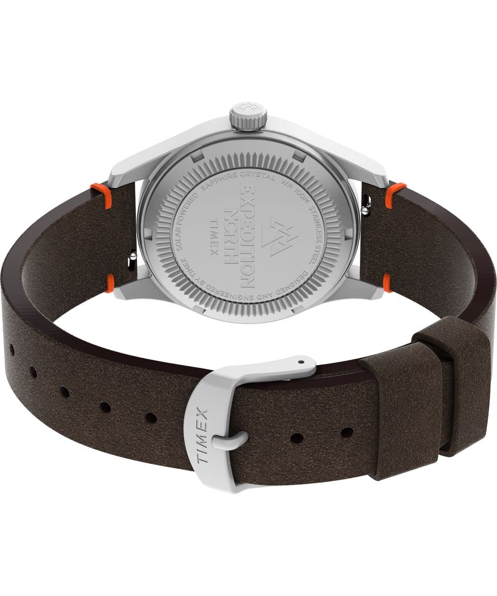 Timex Men's Expedition North Field Solar 36mm Watch - Brown Strap Black Dial Stainless Steel Case