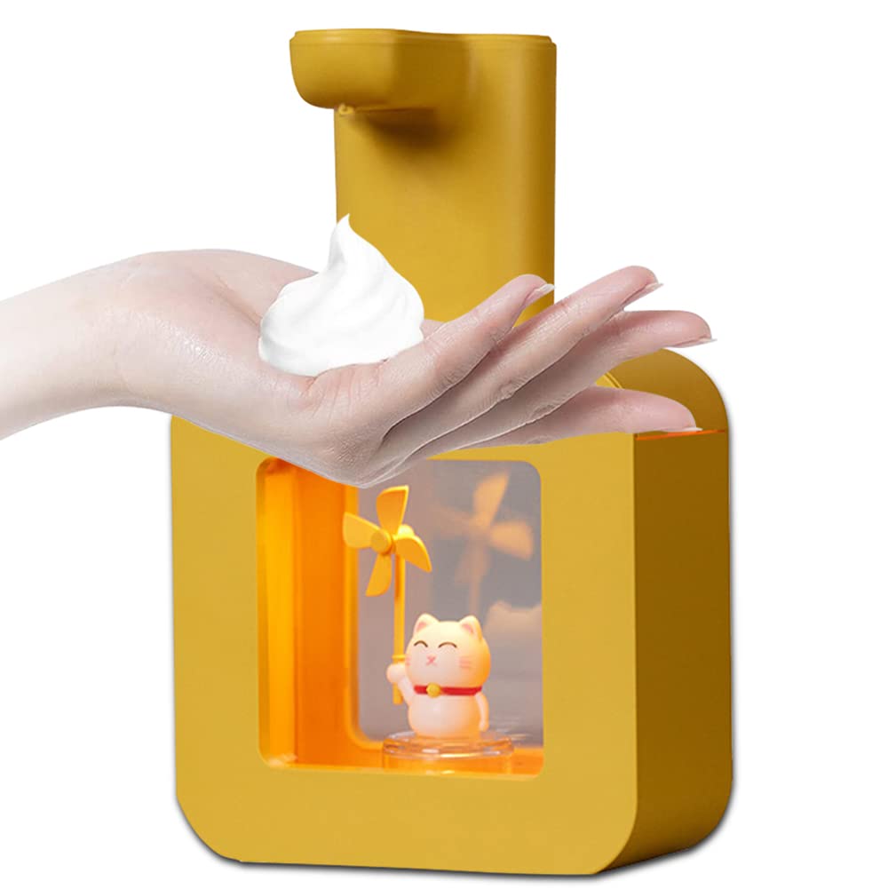 AMYESE Cute Automatic Foam Soap Dispenser - Kids Touchless Hand Soap Dispenser,Wall Mount Waterproof USB Rechargeable, 13.5oz/ 400ml for Bathroom Countertop, Kitchen, Office, Hotel, Preschool Children