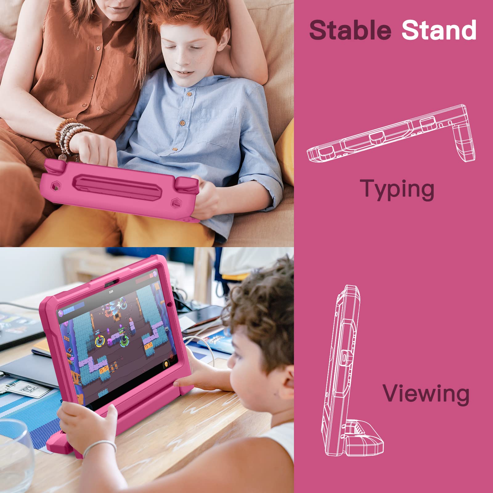 JETech Kids Case for Samsung Galaxy Tab A8 10.5-Inch 2022 (SM-X200/X205/X207) with Built-in Screen Protector, Shockproof Full-Body Handle Stand Tablet Protective Cover (Plum)