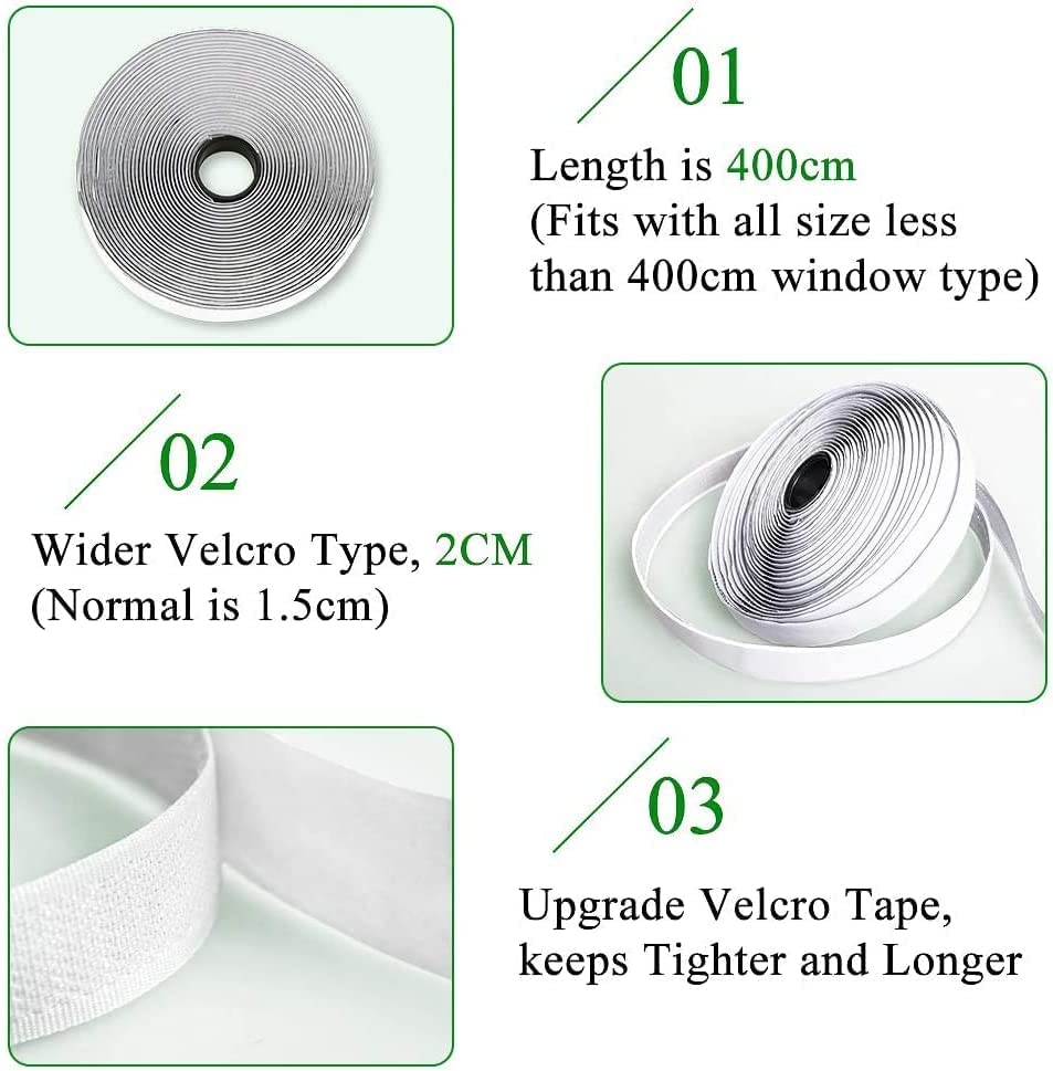 WASAIQI 400CM Universal Window Seal for Portable Air Conditioner and Tumble Dryer, Seal for AC Unit with Zip and Adhesive Fastener, Easy to Install, Works with Every Mobile Air-Conditioning