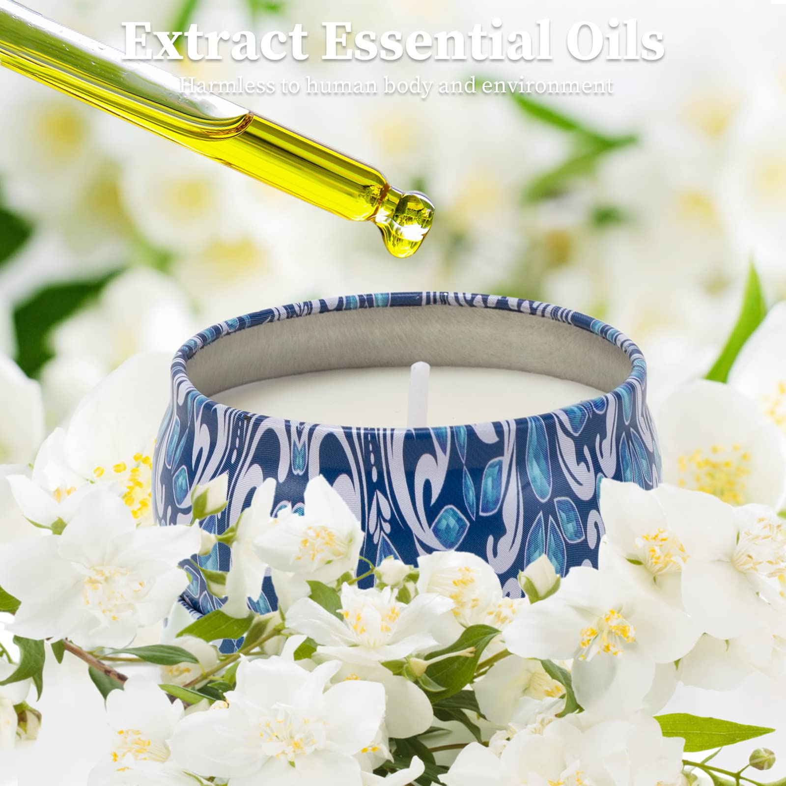Scented Candles 2 Pack 2.5 oz Aromatherapy Jasmine and Vanilla Candles Set, Stress Relief Candles Gifts for Women, 12 Hour Burn Time, Portable Home Tin Jar Candles for Travel, Spa, Bath