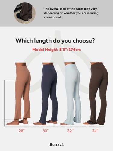Sunzel Flare Leggings for Women, Crossover Yoga Pants with Pockets 30" Grey Large