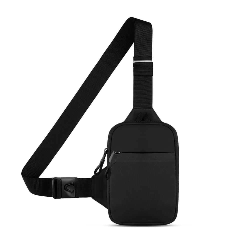 simptech Mini Crossbody Sling Bag Chest Bag Dual Pocket Water Resistant Fanny Pack Running Phone Holder for Men Women Workout Travelling