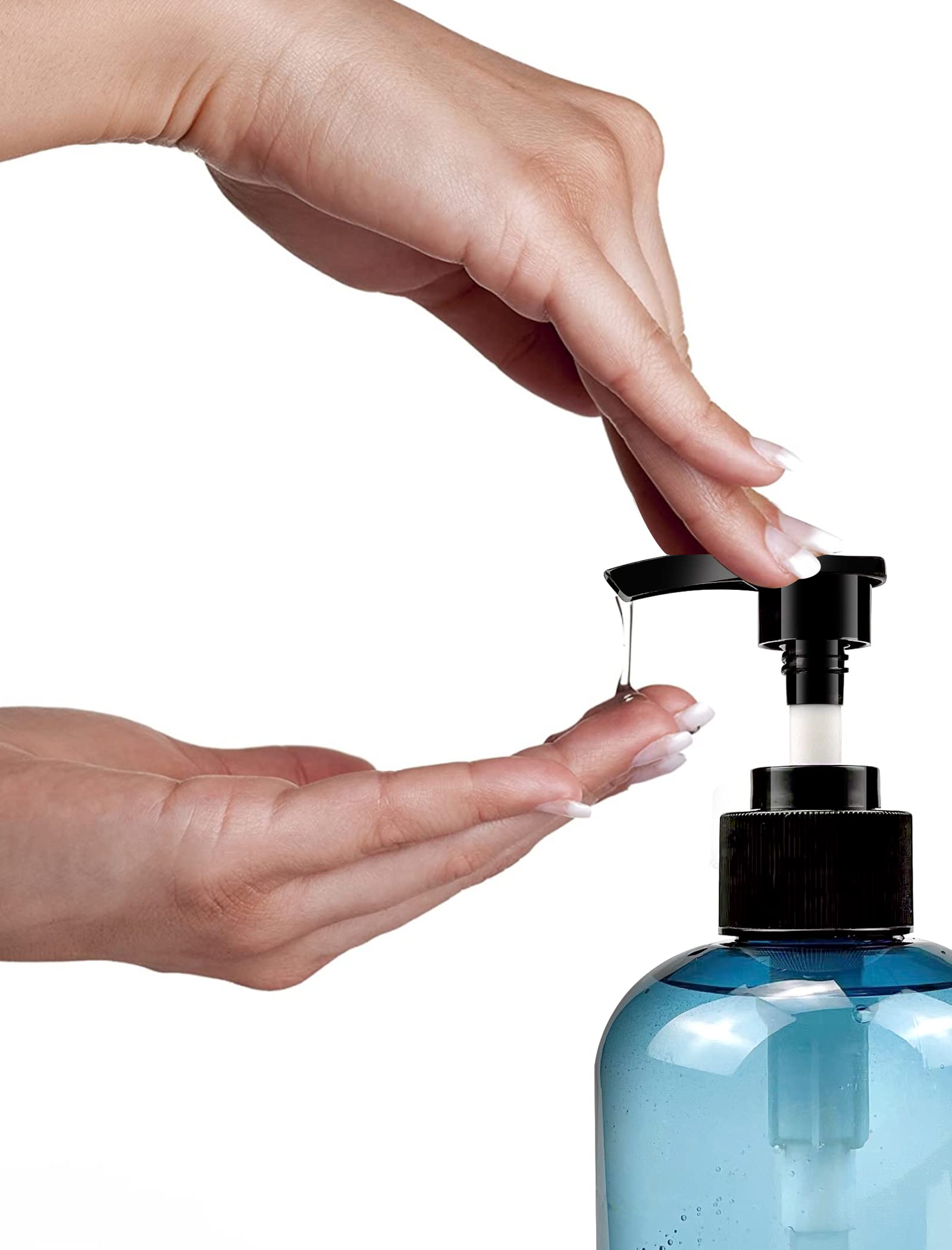 Empty Plastic Bottles with Pump Dispenser Blue Soap Dispenser Bottles, Refillable Travel Containers for Hand sanitizer Shampoo Lotion, etc. - No BPA/Paraben, 500ml/16.9oz(3Pack)