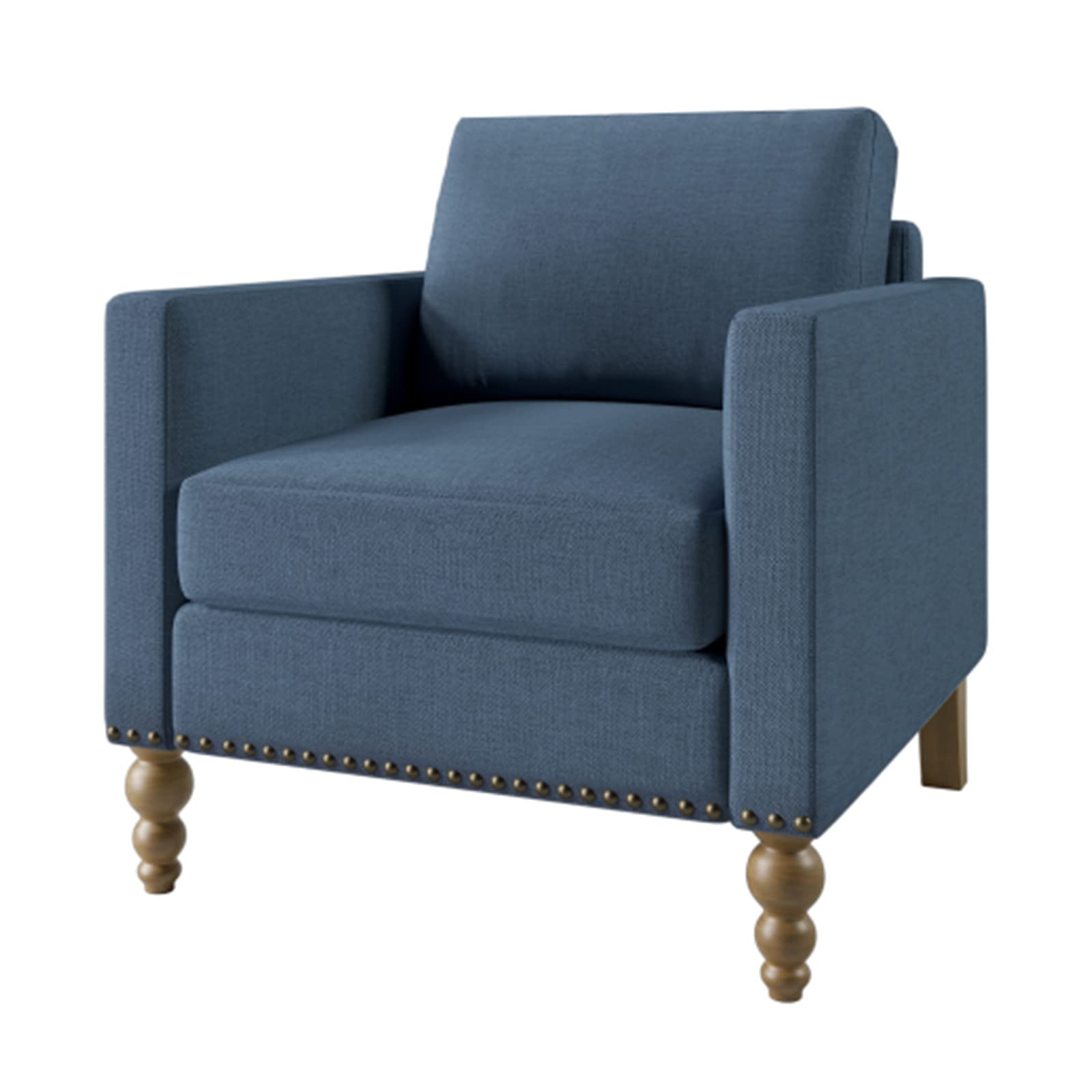 LCMKR Linen Sofa Chair Comfy Small Accent Chairs with Wooden Legs Single Sofa Couch,Suitable for Living Room, Bedroom, Navy Blue