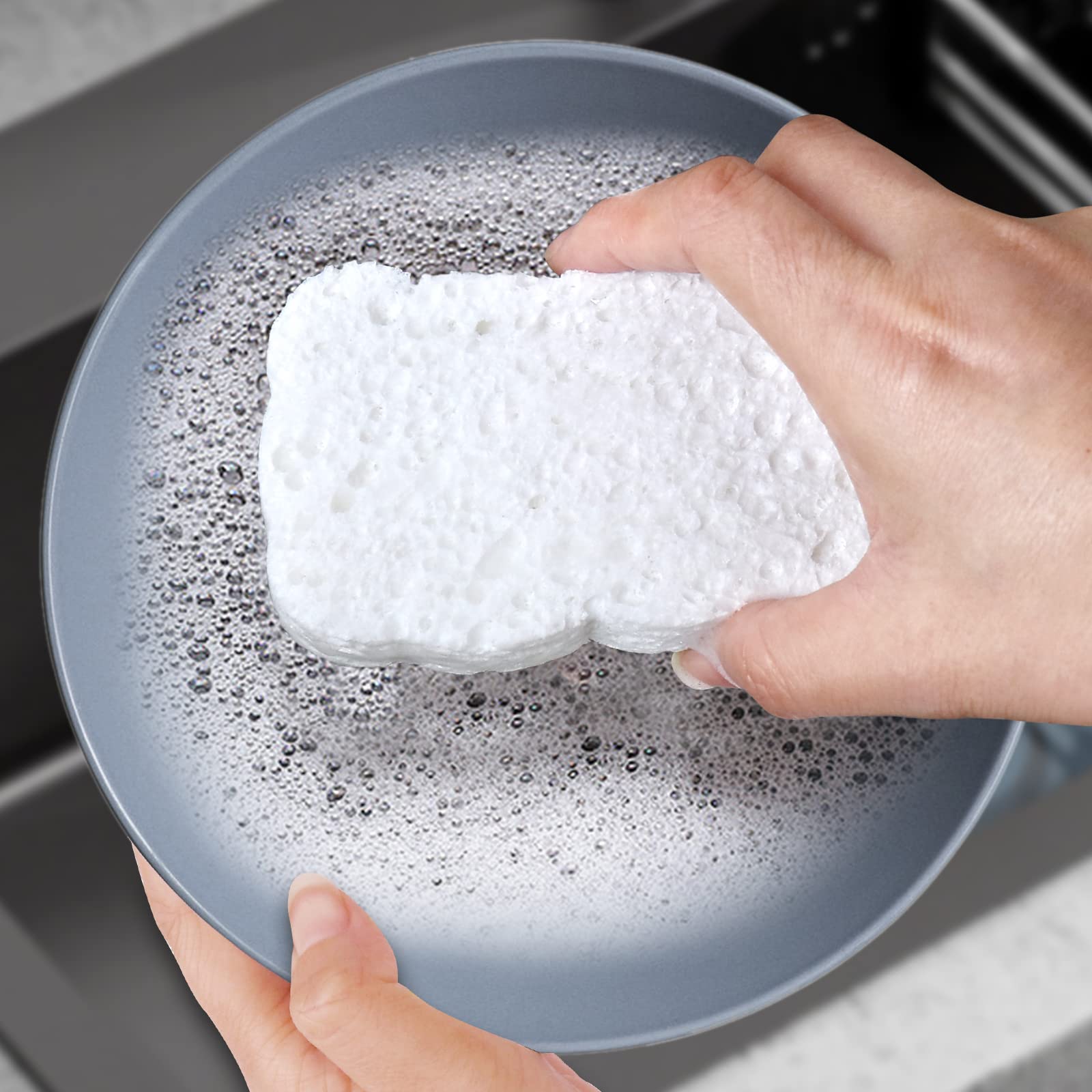YTLX 6pcs Premium Heavy-Duty Household Cleaning Sponges Scratch-Free, Multi-Purpose Dish Scrub Sponges Reusable for Home Kitchen Cookware Bathroom, Safe Healthy Scrubbing Sponges Durable