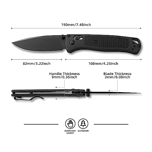 folding knives EDC for men,7.4Men's manual pulley opening,8Cr13MoV Blade,Reinforced nylon fiber shank,folding knife with clip,Camping, wild fishing, good partner (black)