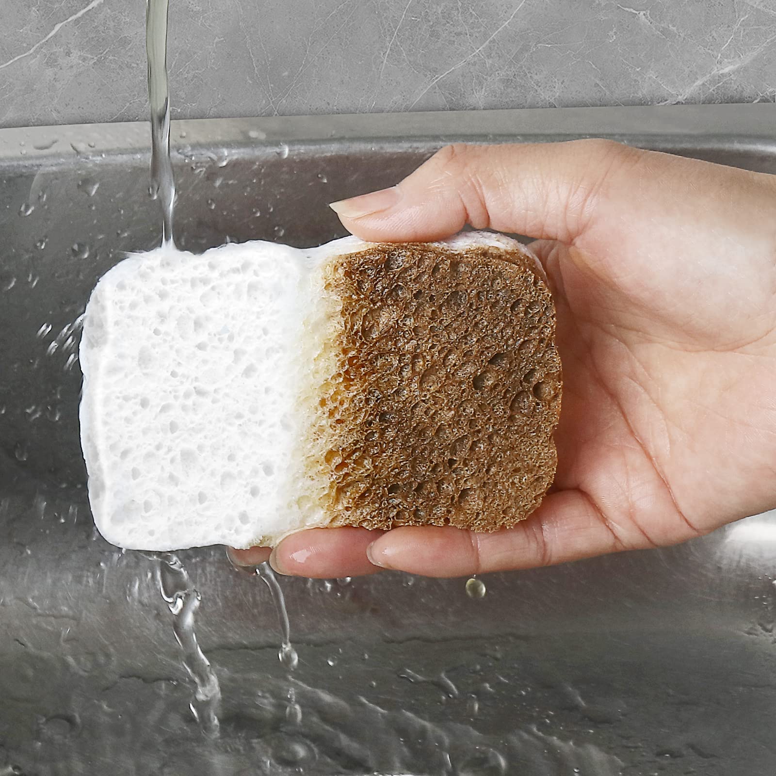 YTLX 6pcs Premium Heavy-Duty Household Cleaning Sponges Scratch-Free, Multi-Purpose Dish Scrub Sponges Reusable for Home Kitchen Cookware Bathroom, Safe Healthy Scrubbing Sponges Durable
