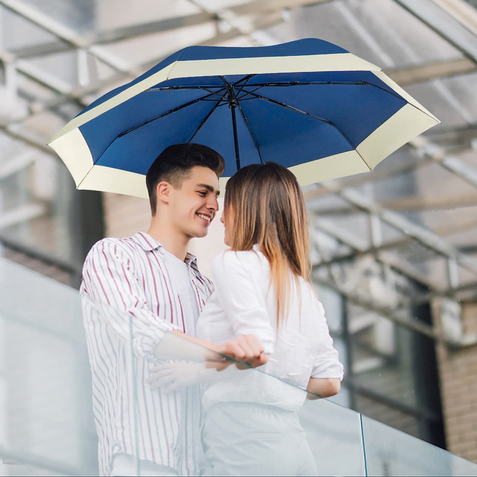 Lejorain Compact Golf Umbrella Large - 54inch Travel Big Portable Automatic Folding Umbrella Windproof for Men Heavy Duty 210T Dupont Teflon Coated Umbrella for Rain