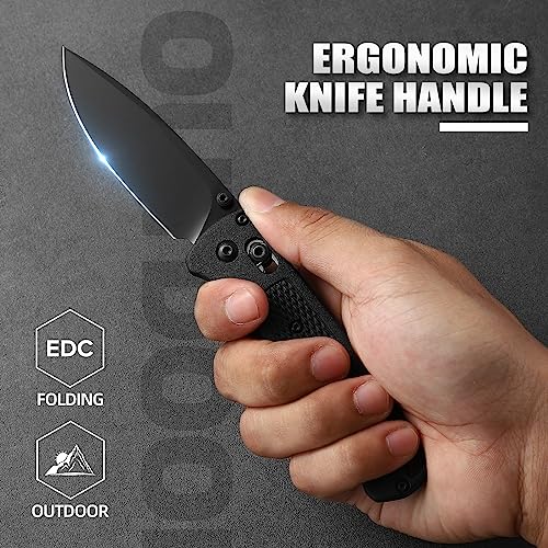 folding knives EDC for men,7.4Men's manual pulley opening,8Cr13MoV Blade,Reinforced nylon fiber shank,folding knife with clip,Camping, wild fishing, good partner (black)