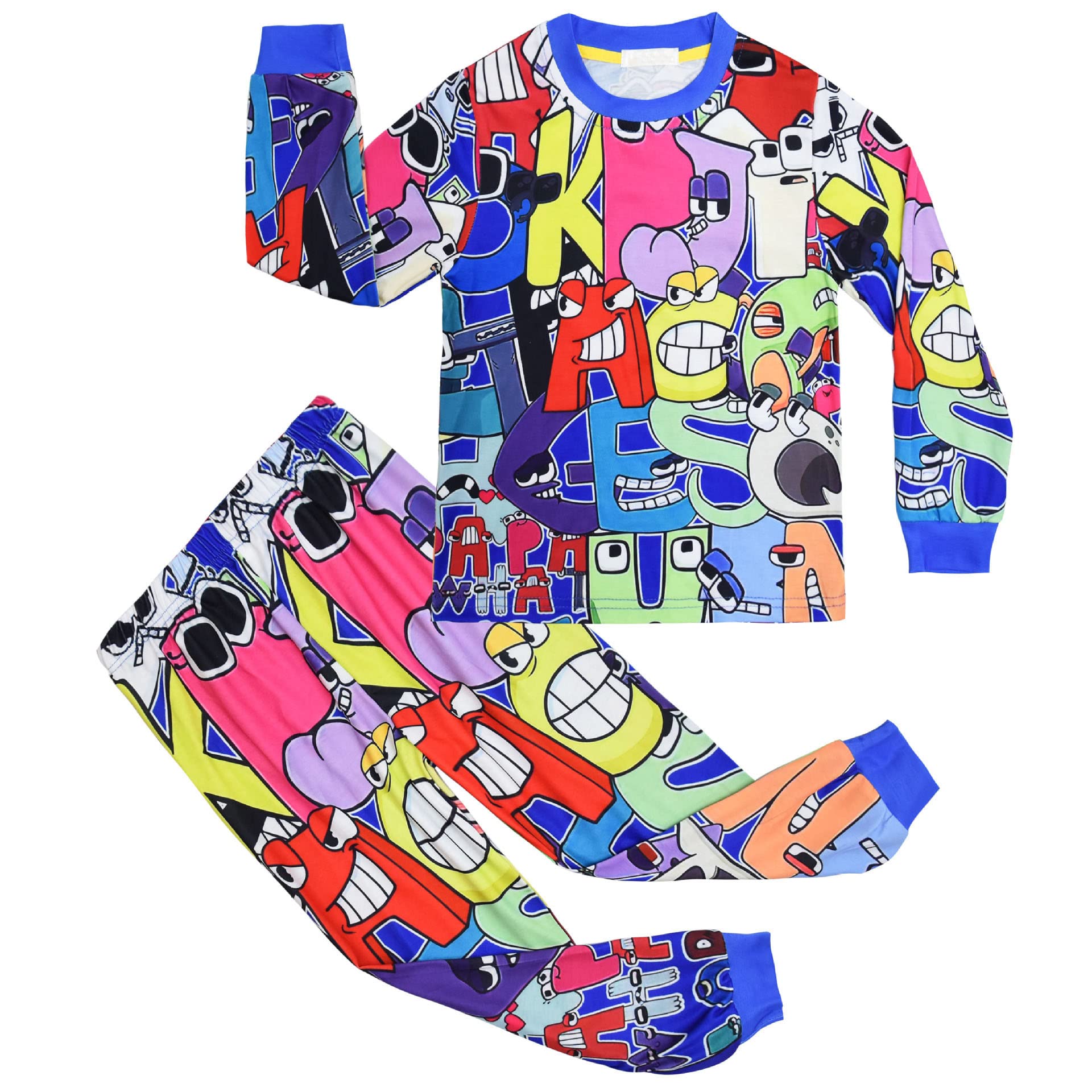 Trodier Boys' Pajama Set Super Soft Blue Stripes Sleep-Wear 4T-14 Kids Long-Sleeved Top and Pants Blue 5-6 Years