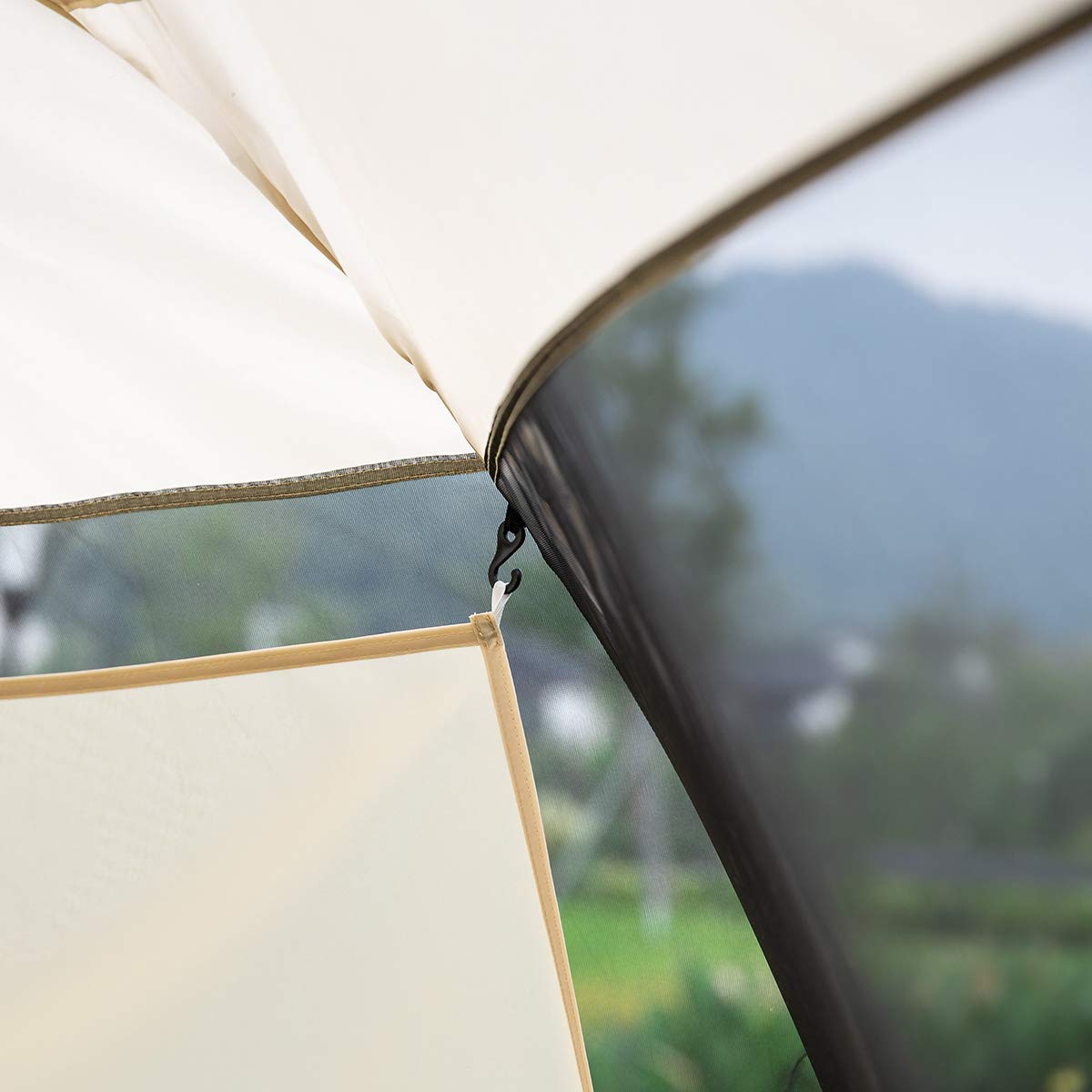 Alvantor Pop Up Bubble Tent - 15’ x 15’ Instant Igloo Tent - 12-15 Person Screen House for Patios - Large Oversize Weather Proof Pod - Cold Protection Camping Tent - Beige