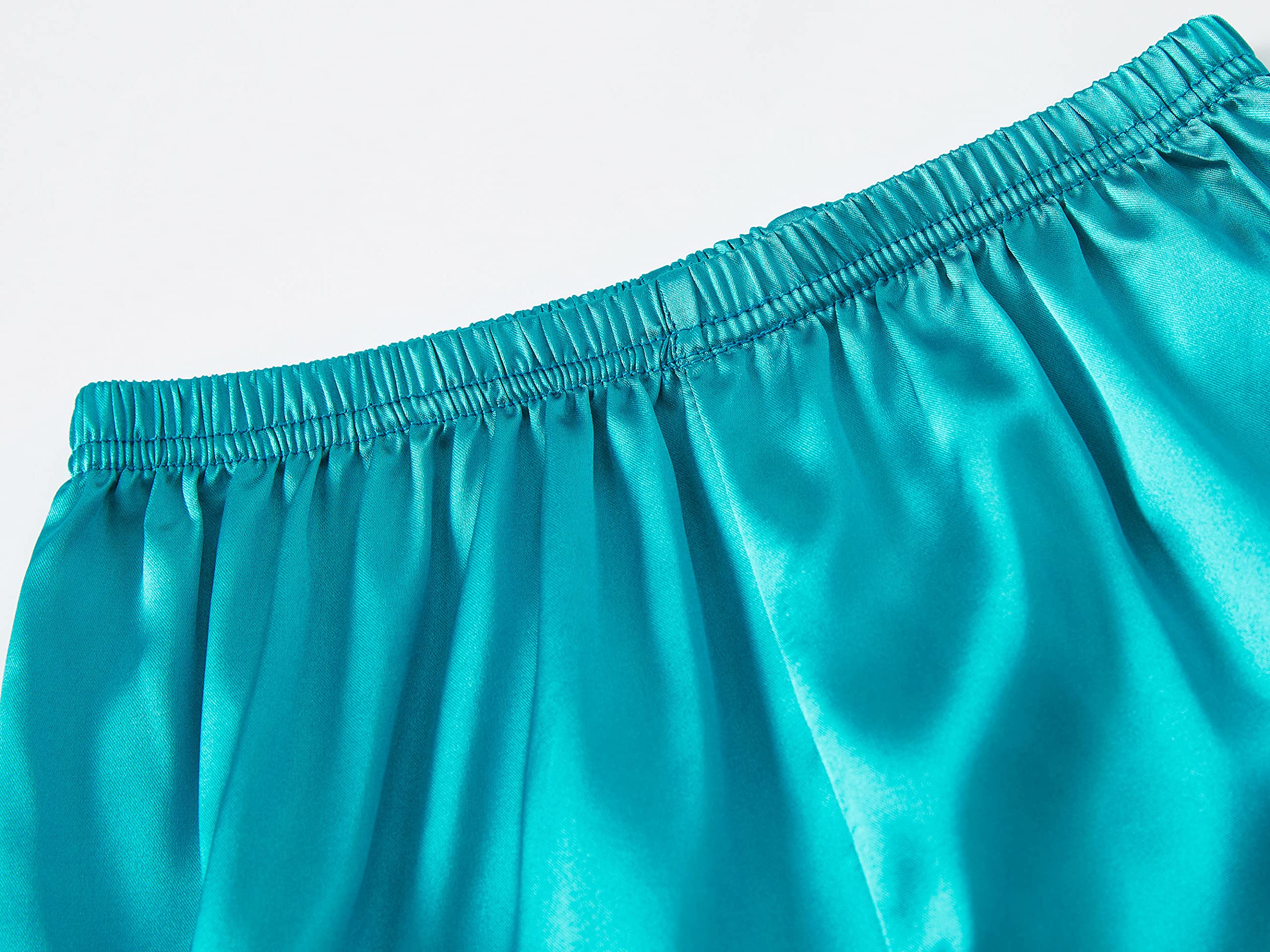 Topgal Big Girls Pajamas Size 10 – Lovely Teal Satin Short Sleeve & Shorts PJ Set Sleepwear