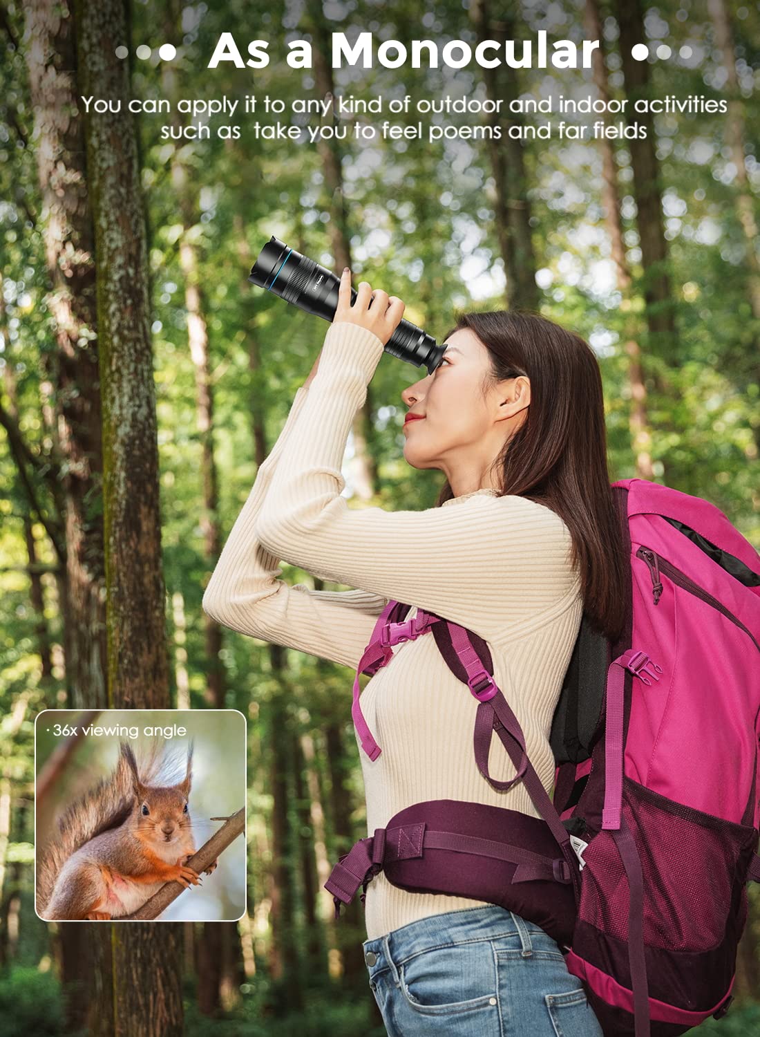APEXEL High Power 36X HD Telephoto Lens, Telephoto Mobile Cell Phone Lens with Tripod for iPhone 15/14/13 Pro, Samsung and Most Smartphone