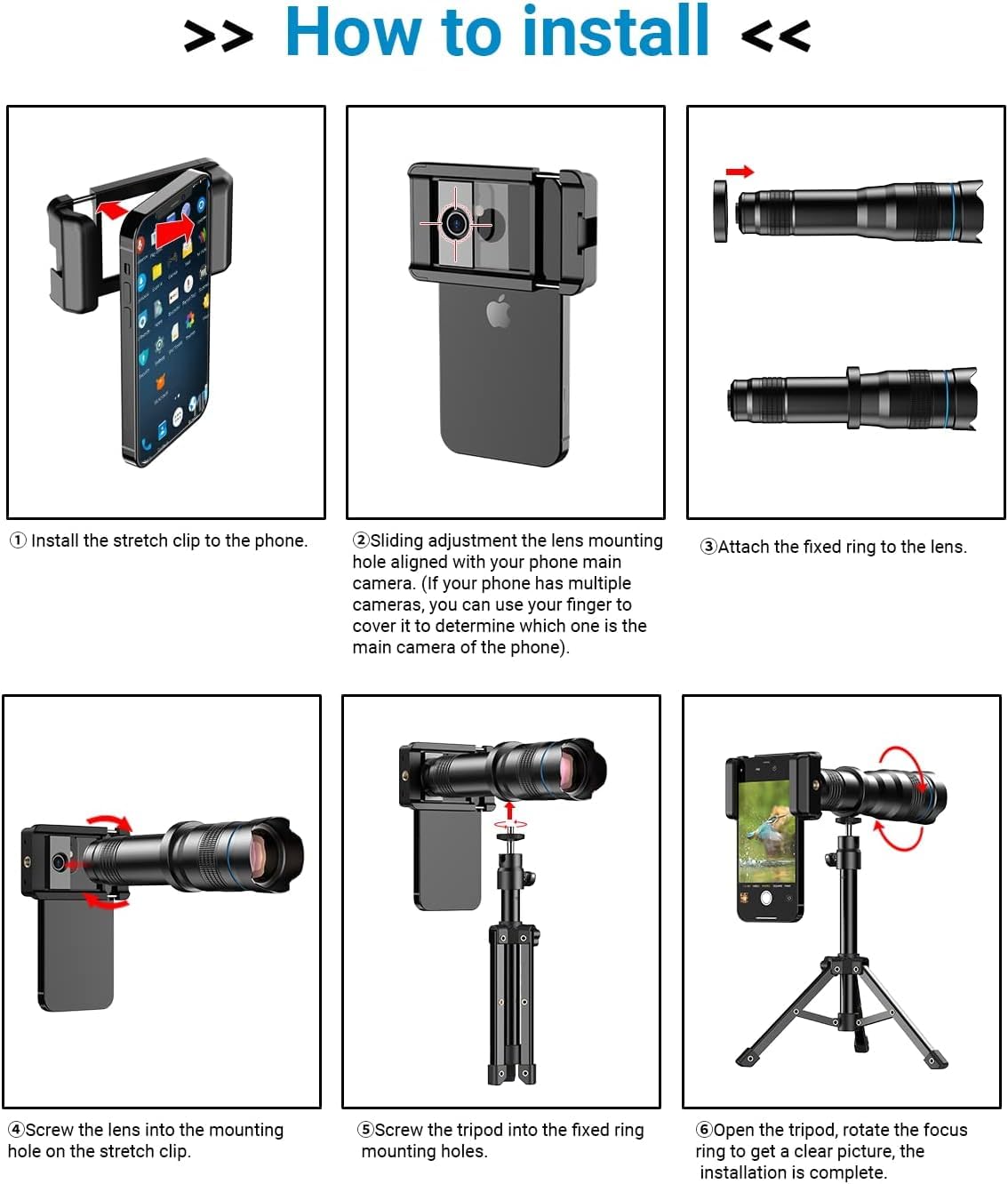 APEXEL High Power 36X HD Telephoto Lens, Telephoto Mobile Cell Phone Lens with Tripod for iPhone 15/14/13 Pro, Samsung and Most Smartphone