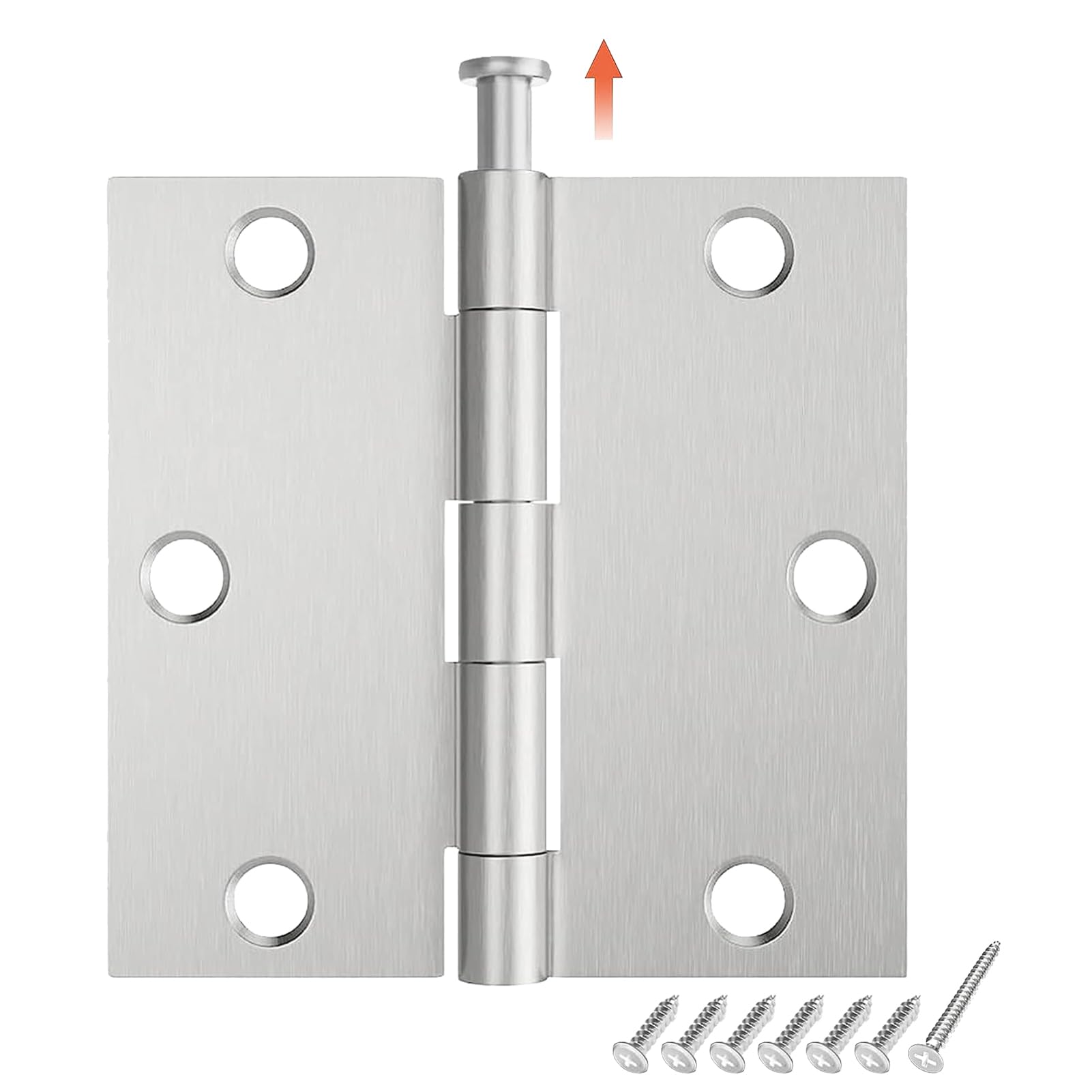 HOSOM 6 Pack Door Hinges 3.5 Inch with Square Corner, Satin Nickel Interior Door Hinge for Bedroom, Bathroom, Cabinet, and More